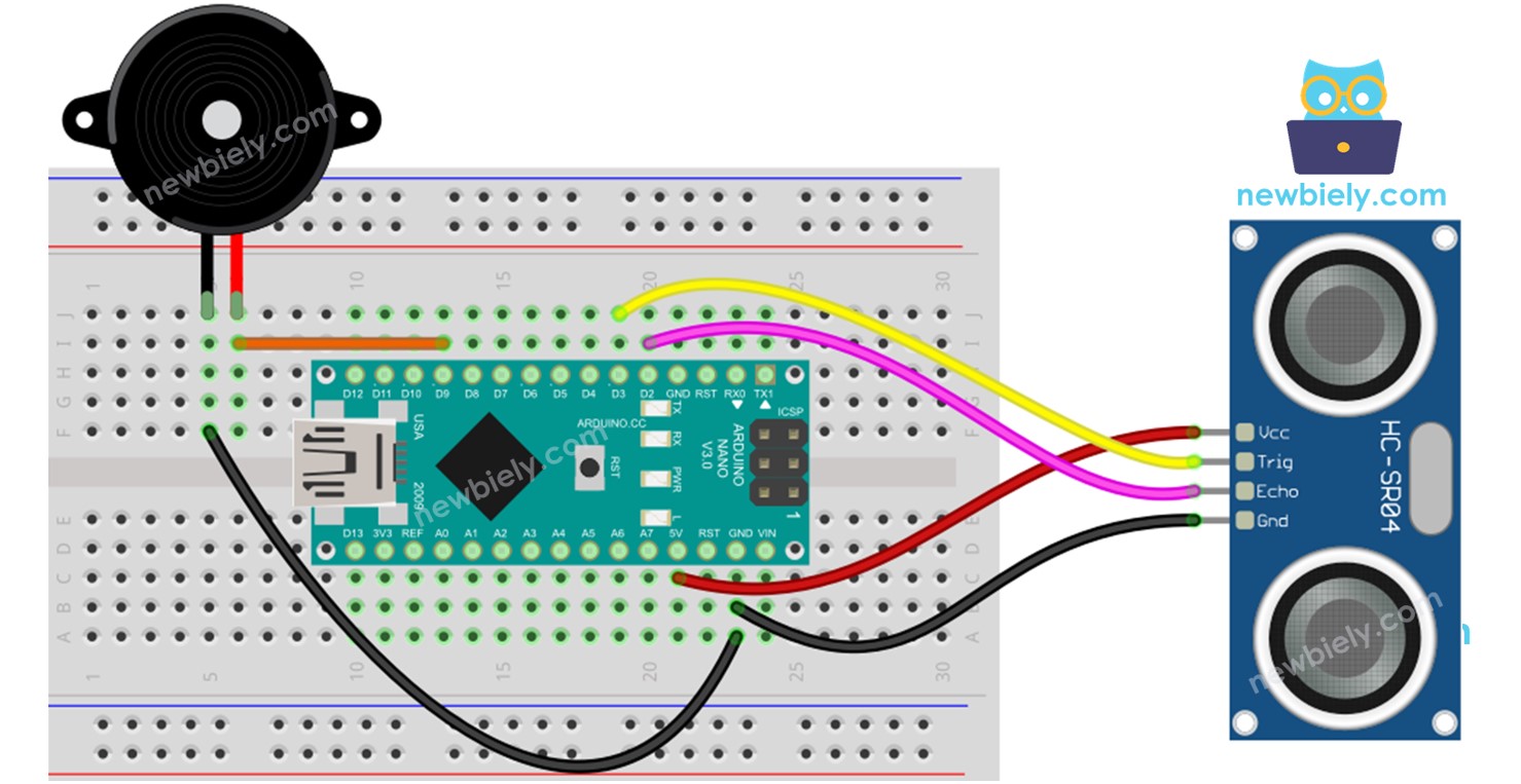 Arduino Nano - Ultraschallsensor - Piezo-Buzzer